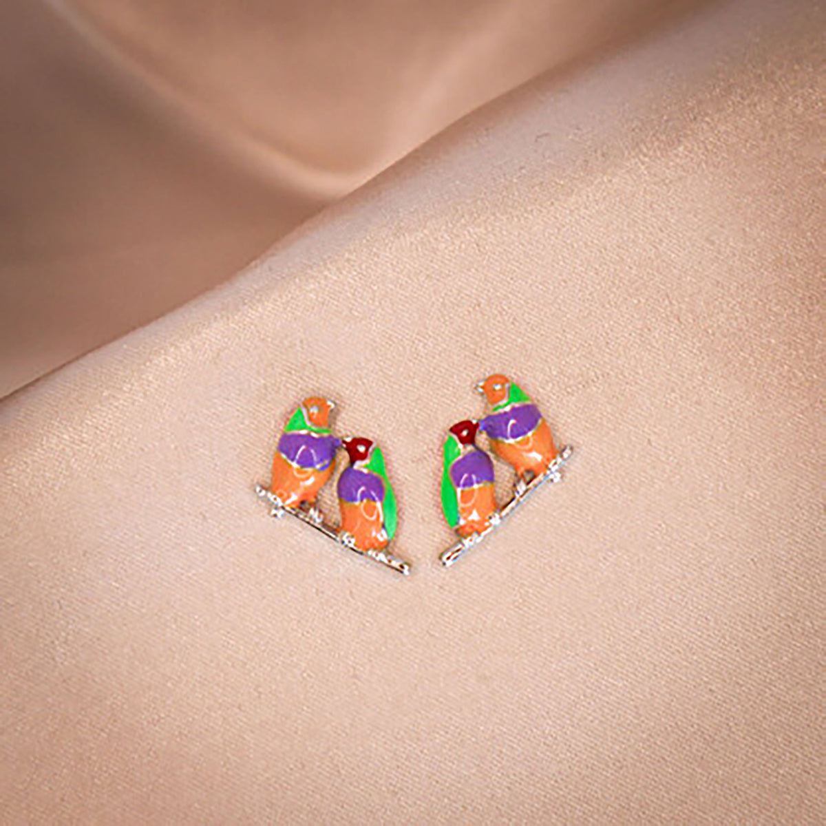 Earring - Gouldian Finch Silver Studs – RFDS DocShop