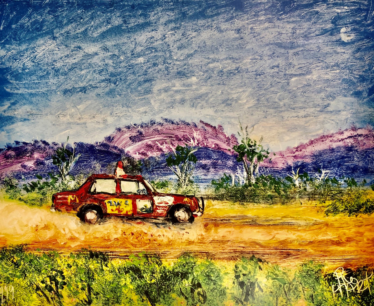 Pro Hart Signed Print - Red Outback Rally Car – RFDS DocShop