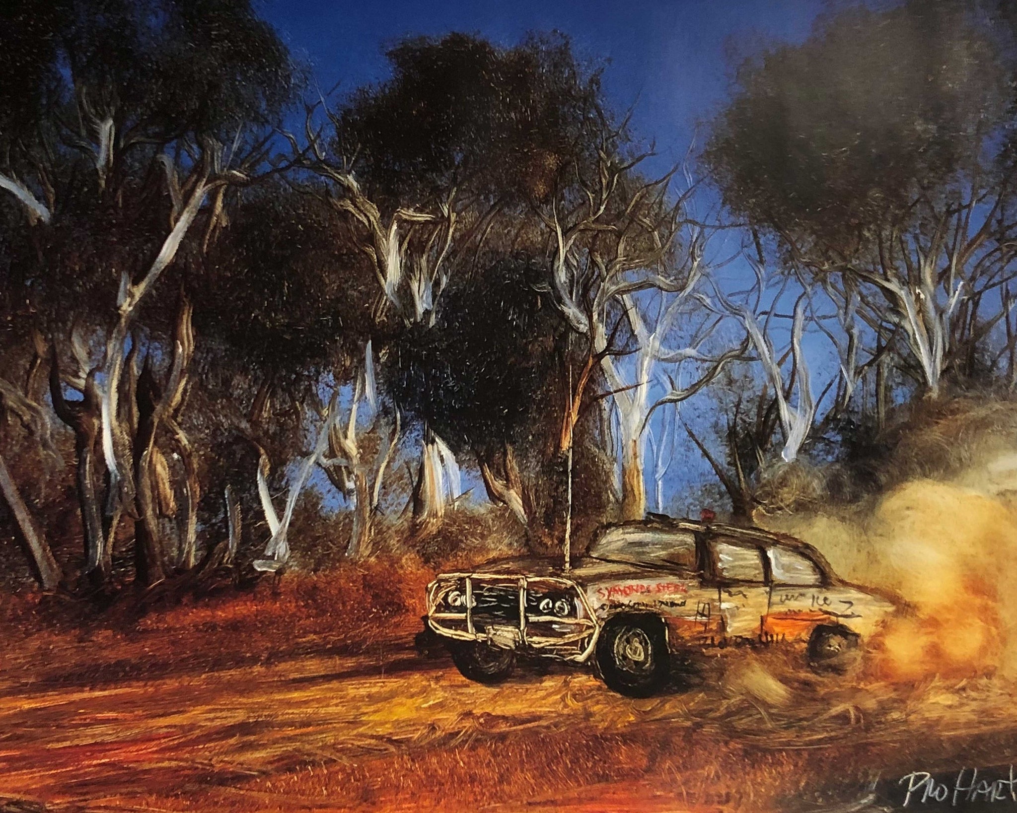 Pro Hart Signed Print - Brown Outback Rally Car – RFDS DocShop