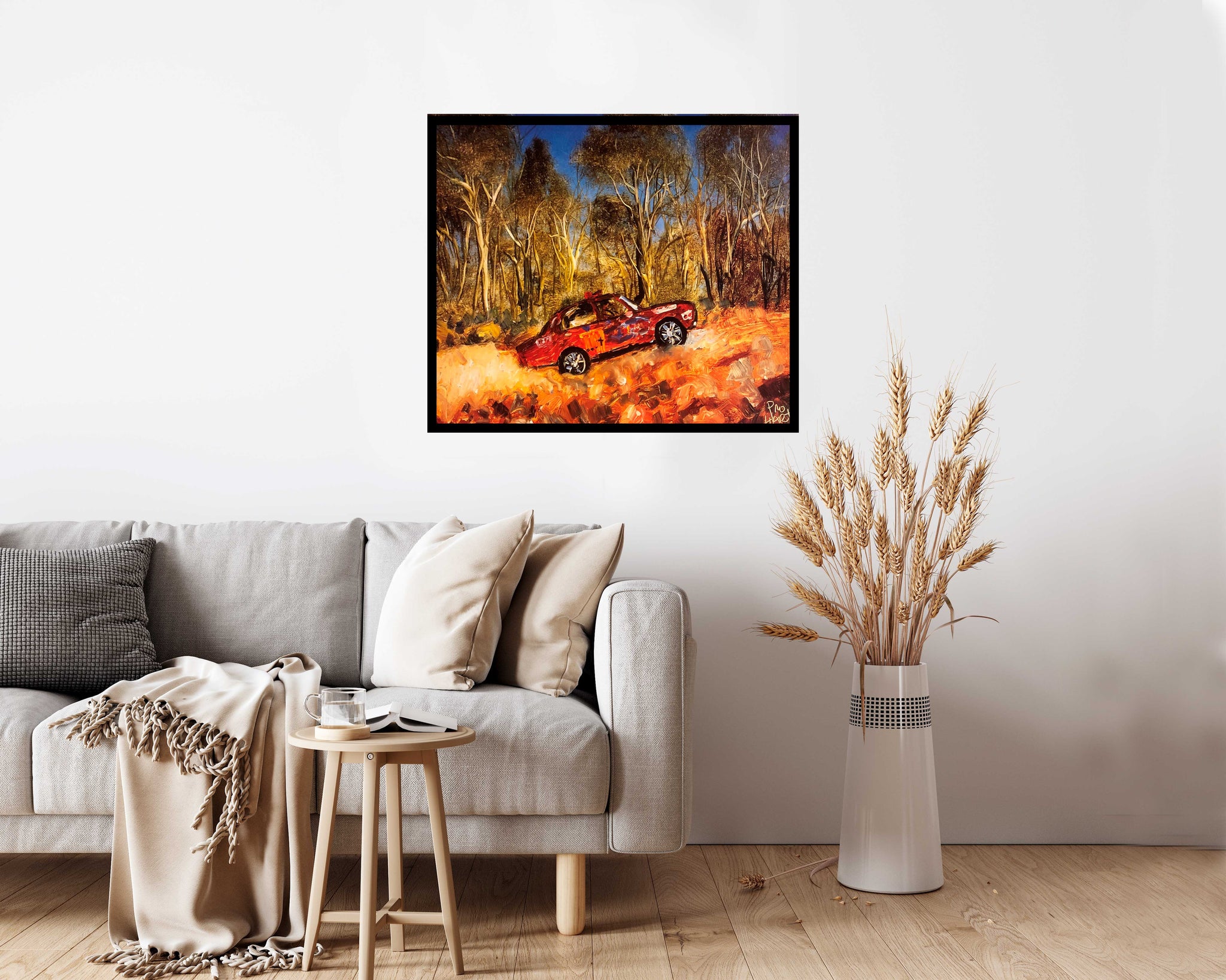 Pro Hart Signed Print - Red Outback Rally Car in Mud – RFDS DocShop